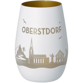 Goodtimes Windlicht Oberstdorf Skyline (Wei&szlig; & Gold)
