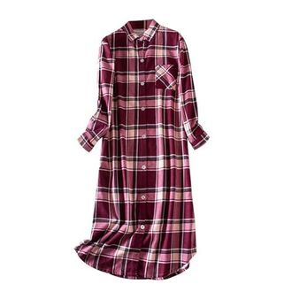 Generic Chemise de nuit boutonn&eacute;e pour femme grande taille - Robe chemise de nuit &agrave; manches longues grande taille v&ecirc;tements de nuit amples d&eacute;t&eacute; d&eacute;contract&eacute;s c
