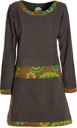 vishes Alternative Bekleidung - Extra warmes Winterkleid Damen Langarm Kleider Sweatkleid Fleece Olive 40-42