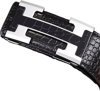 Generic Ceinture d&eacute;contract&eacute;e en cuir v&eacute;ritable avec boucle en m&eacute;tal pour homme, Couleur 4, 110 cm