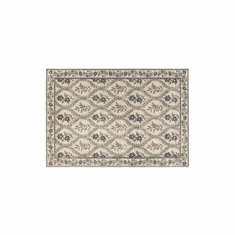 Loberon Teppich Vellouris - Florales Design - Nat&uuml;rliche Farben - 140x200 cm - Wohntextilien - Wohnaccessoires - Baumwolle - Polyester, gr&uuml;n/Creme