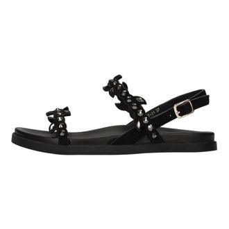 Emanuelle Vee Flache Wildleder-Sandalen mit Strasssteinen - - Shoes - Damen - Schwarzk - 38 EU
