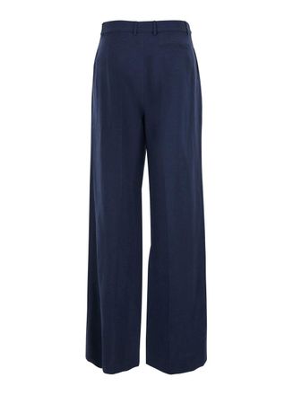 Merci Womens Trousers High-Waist Blue Cotton
