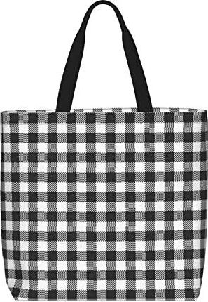 Generic Sac De Courses Carreaux Noirs Et Blancs Sac Fourre Tout Femme Pliable Personnaliser Sacs &Agrave; Main, Pour Burea, Filles, Tous Les Jours, Femmes