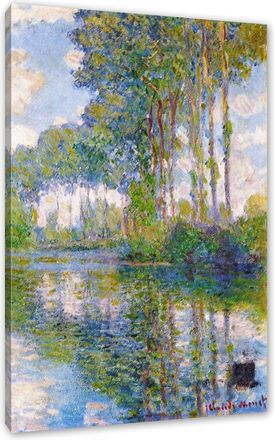 Pixxprint Claude Monet - Pappeln an der Epte I, Größe: 100x70cm, Leinwandbild, fertig gespannt, Wandbild, Dekoration, Kunstdruck, kein Poster