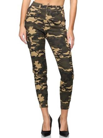 Elara Pantalon cargo pour femme Coupe slim Denim Chunkyrayan, Camouflage Hambourg, 38/mince