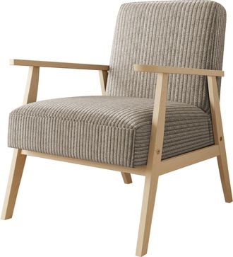 Mirjan24 Sessel Wikez Cord, Polstersessel mit Holzarmlehne, Lehnstuhl, Holz Stuhl, Retro Sessel, Sitzmöbel Wohnzimmer (Poso 02)