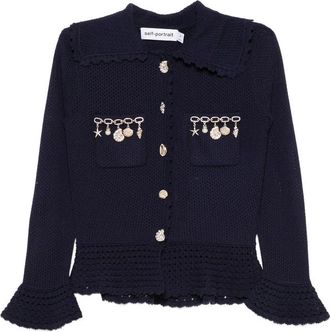 Self Portrait Charm-detail Scalloped-trim Cardigan
