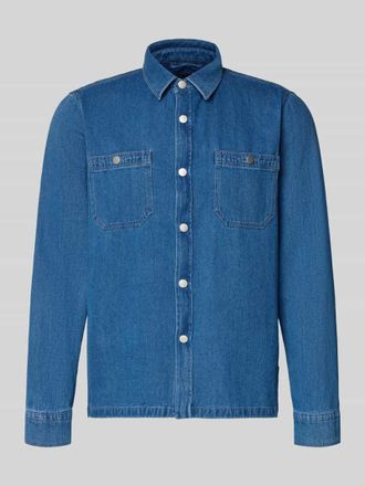 Maerz Hemdjacke aus Baumwoll-Leinen-Mix in Denim-Optik