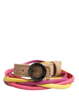 Costume National Womens Multicolor Twisted Leather Circle Buckle Belt Faux