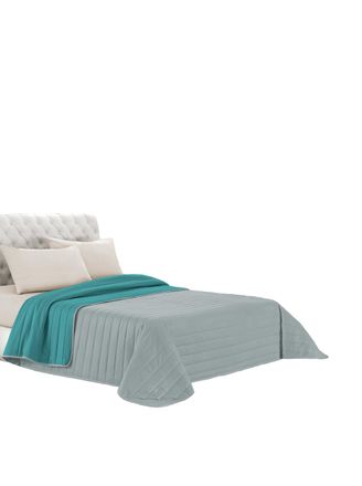 Italian Bed Linen Elegant Sommer Steppdecke hell grau/wasser, 100% Mikrofaser, 260x270cm