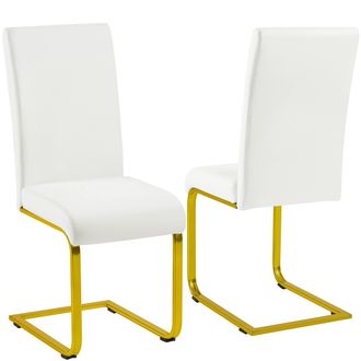 Yaheetech K&uuml;chenstuhl 2er Set Schwingstuhl mit Metalluntergestell Esszimmerstuhl B&uuml;rostuhl Schwinger Polsterstuhl, Wohnzimmerstuhl bis 135 kg Belastbar, Wei&szlig;