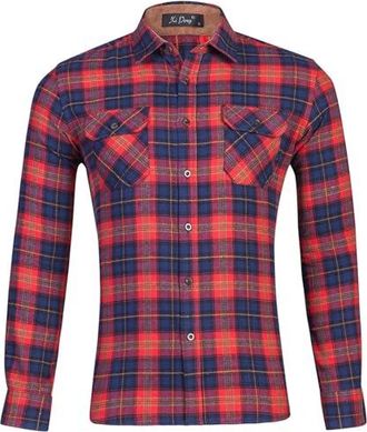 Generic Chemises habill&eacute;es &agrave; carreaux pour homme, coupe r&eacute;guli&egrave;re, formelles, manches longues, flanelle, d&eacute;contract&eacute;es, &agrave; carreaux &eacute;cossais tartan, chemises d