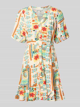 Apricot Minikleid aus Viskose-Mix mit Leinen-Anteil
