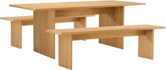 Happy Garden Ensemble table 180cm et 2 bancs style scandinave ALMA