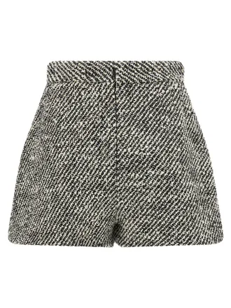 Versace Two-Tone Boucl&eacute; Virgin Wool Shorts - Gray