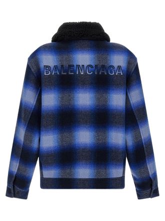 Balenciaga Mens Blue Virgin Wool Bomber Clothing