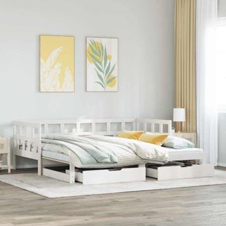 vidaXL Tagesbett Ausziehbar mit Schubladen ohne Matratze Wei&szlig; 90x200cm Vidaxl