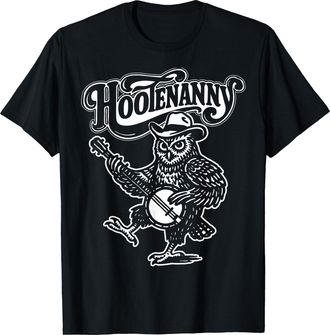Giant Step Design Co. Hootenanny! Funny Banjo Owl Country Bluegrass Cottagecore T-Shirt