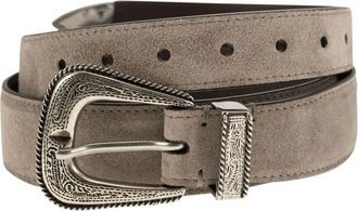 Brunello Cucinelli Homme, Accessoires, Gris, Taille: 90 CM Ceinture en cuir inversé avec boucle et embout usinés