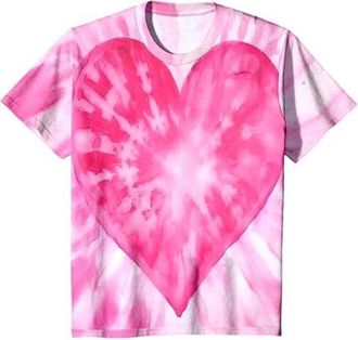 Generic Chemises de Saint-Valentin 2026 pour femmes, t-shirt teint sur noeuds en forme de coeur, t-shirt d&eacute;contract&eacute; &agrave; manches courtes pour amoureux (4), mult