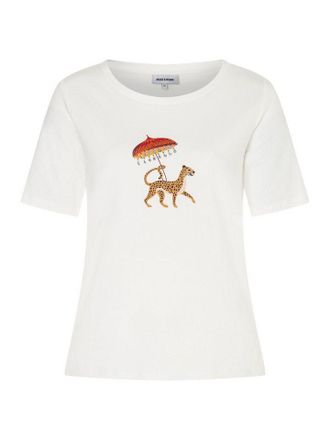 More & More Kurzarmshirt witziges Kurzarmshirt, Leoparden-Print