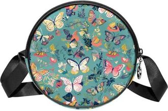 Generic Petit sac &agrave; bandouli&egrave;re circulaire pour femme, petit sac &agrave; bandouli&egrave;re avec fermeture &eacute;clair, bretelles r&eacute;glables, sac &agrave; main rond d&eacute;contract&eacute; pour fe