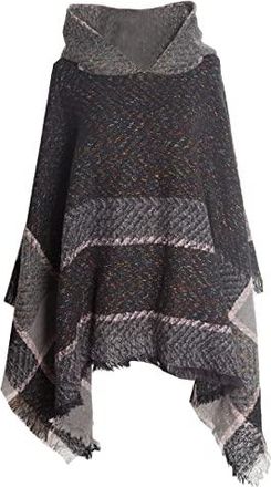 Generic Poncho Femme Hiver Chaud Chale Femme Hiver Chaud Cape Femme Effet enveloppant Ch&acirc;le Automne Franges Carreaux Ceinture Multifonctionnel