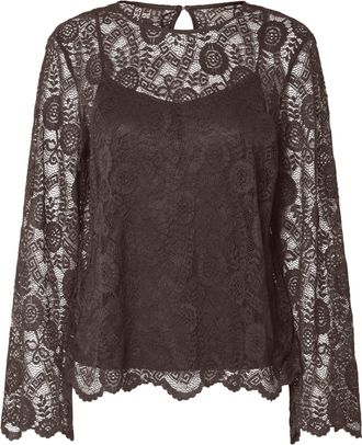 Pieces Pcolline Ls Lace O-Neck Top WVN Noos