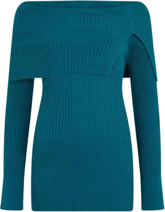 Malo Femme, Pulls, Bleu, Taille: 44 FR Pull &agrave; &eacute;paules d&eacute;nud&eacute;es