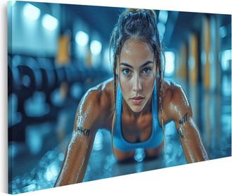 Islandburner Bild auf Leinwand Frau im Fitnessstudio nach dem Training f&uuml;r Fitnessraum Fitness-Enthusiasten Fitnessstudio Bilder Wandbilder Poster