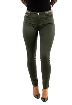 Morgan Pantalon slim enduit Vert 40