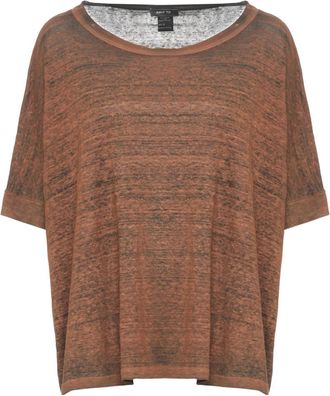 Avant Toi Femme, Pulls, Orange, Taille: 38 FR Pull en lin &agrave; col rond