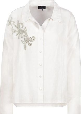 Monari Leinenbluse mit Schmuckapplikation - - Blouses & Shirts - Damen - Wei&szlig; - XS