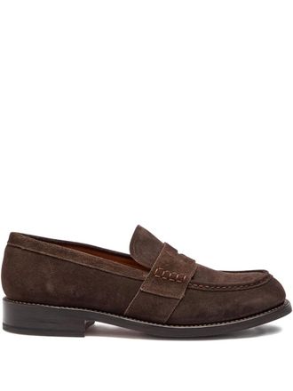 Grenson mocassins en daim &agrave; d&eacute;tails de brides - Marron
