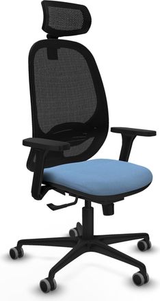 Piqueras y Crespo Cilanco Computer-Schreibtischstuhl mit 3D-Armen, h&ouml;henverstellbare Lendenwirbelst&uuml;tze und h&ouml;henverstellbares Kopfteil, Schwarz / Himmelblau