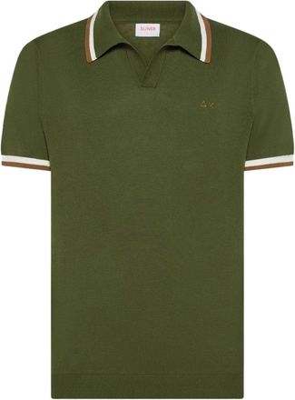Sun 68 Homme, Tops, Vert, Taille: M Polo Sweater Stripes Details S/S
