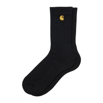 Carhartt Work in Progress Schwarz/Goldene Schwammsocken - Fr&uuml;hjahr/Sommer 2025 Kollektion - - Underwear - Herren - Schwarzk - ONE SIZE