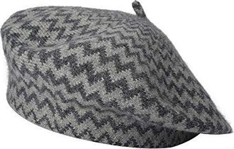 ZLYC Bérets dhiver pour Femme en Cachemire français Chaud avec imprimé Classique, Rayures Grises, Taille Unique