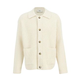 Ami Homme, Pulls, Beige, Taille: M Gilet en maille avec boutons de marque