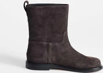 Topshop Pascal Stiefelette aus echtem Wildleder in Schokobraun