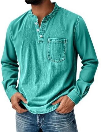 Generic Polo confortable et fluide pour homme, coupe classique, d&eacute;contract&eacute;, vintage, boutonn&eacute;, l&eacute;ger et respirant, t-shirts dext&eacute;rieur, vert menthe, 5XL