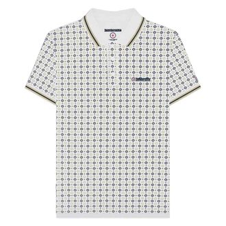 Lambretta SS25 Poloshirt f&uuml;r Herren (Wei&szlig;/Marine/Nussbraun)