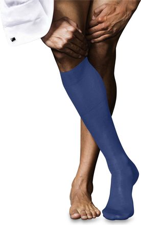Falke Herren Kniestr&uuml;mpfe No. 9 M Kh Baumwolle lang einfarbig 1 Paar, Blau Deep Water 6809, 41-42