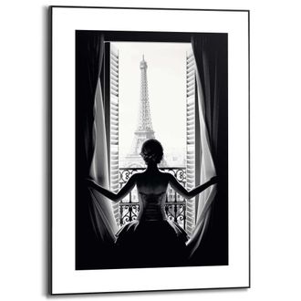 Reinders Gerahmtes Bild, Frau in Paris, Schlafzimmer, Bilder, Wanddeko, Room Decor, MDF, Schwarz-Wei&szlig;, 70 x 50