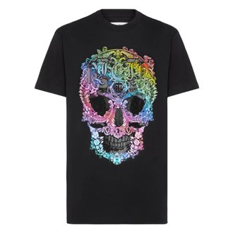 Philipp Plein Homme, Tops, Noir, Taille: 3XL T-shirt Col Rond SS Baroque Skull