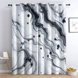 Generic Verdunklungsvorhänge Marmor Textur B140 x H245cm Blickdichte Vorhang 2er Set Thermovorhang, Kälteschutz Gardinen mit Ösen für Schlafzimmer Wohnzimmer 