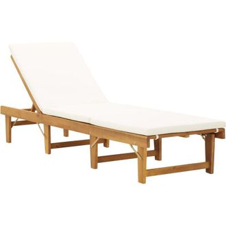 vidaXL Vidaxl - Chaise longue pliante avec coussin Bois dacacia solide