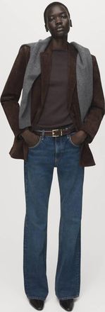 Mango T-shirt col bateau manches longues chocolat - Femme - XXS - MANGO