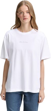 Tom Tailor Damen 1047865 Oversize T-Shirt mit R&uuml;ckenprint, 20000-White, L
